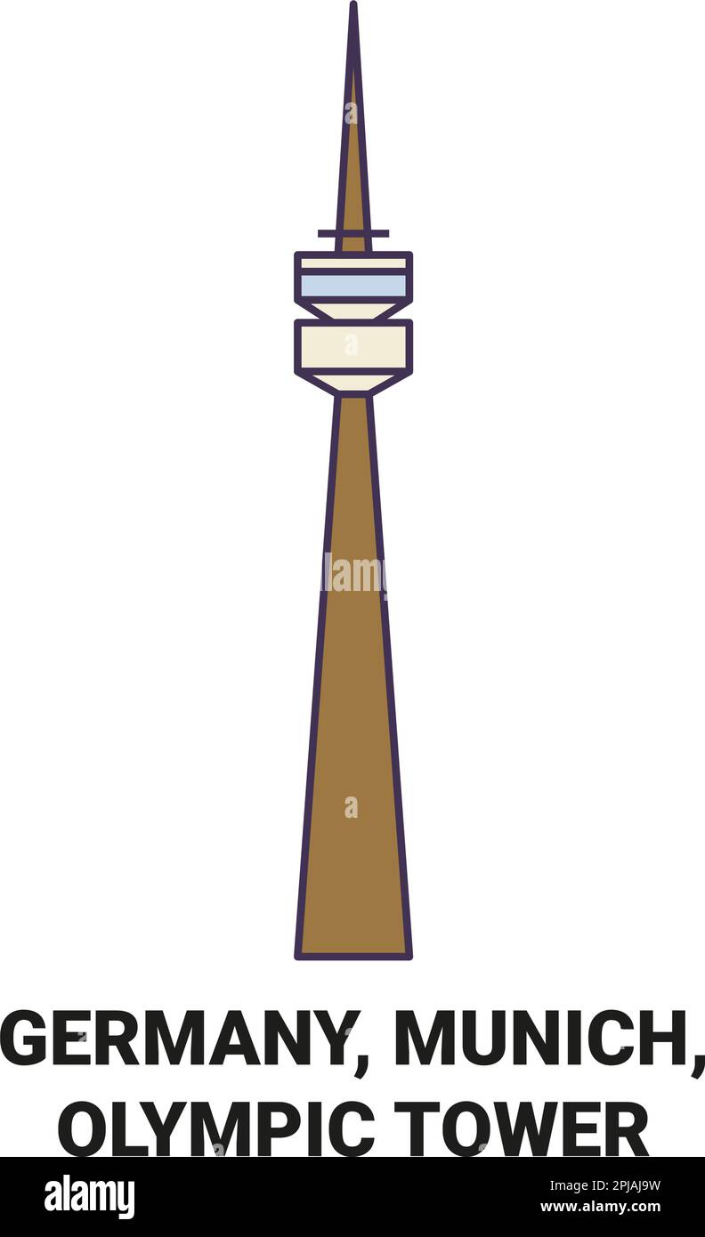 Germany, Munich, Olympic Tower travel landmark vector illustration ...
