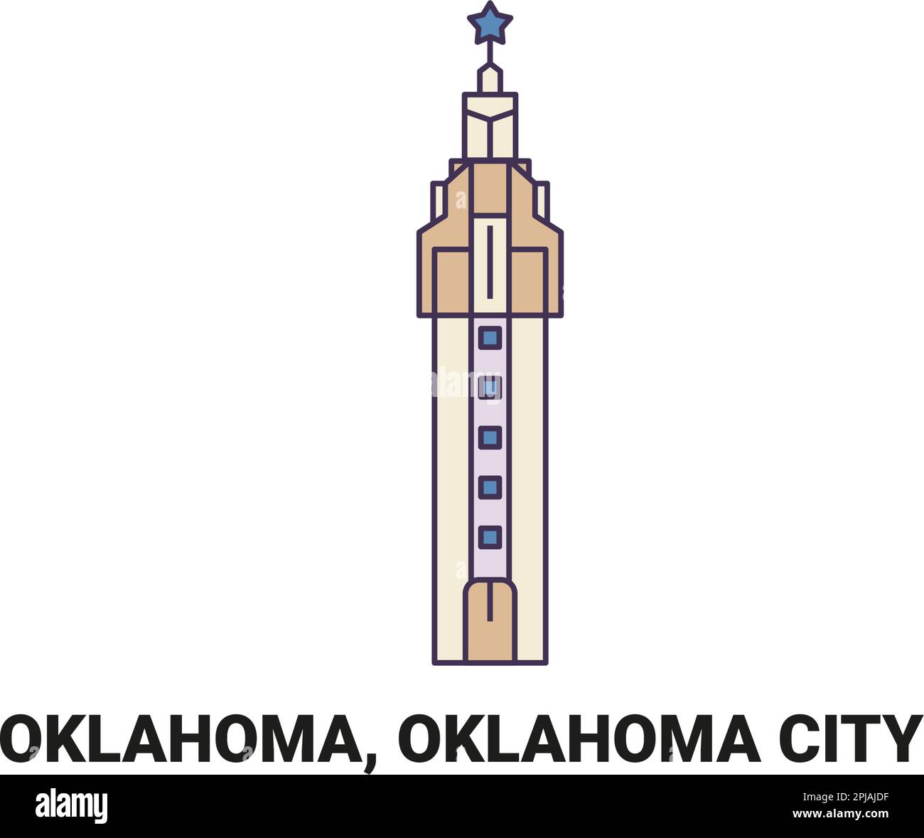 United States, Oklahoma, Oklahoma City travel landmark vector ...