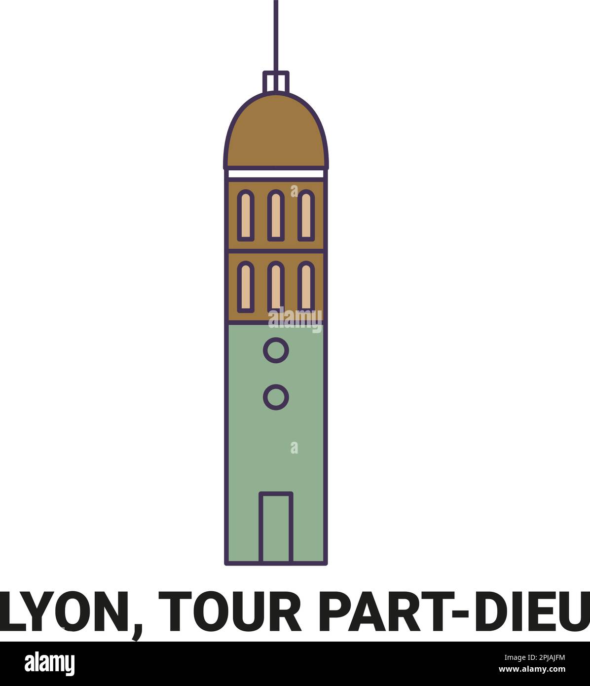 France, Lyon, Tour Partdieu, travel landmark vector illustration Stock ...