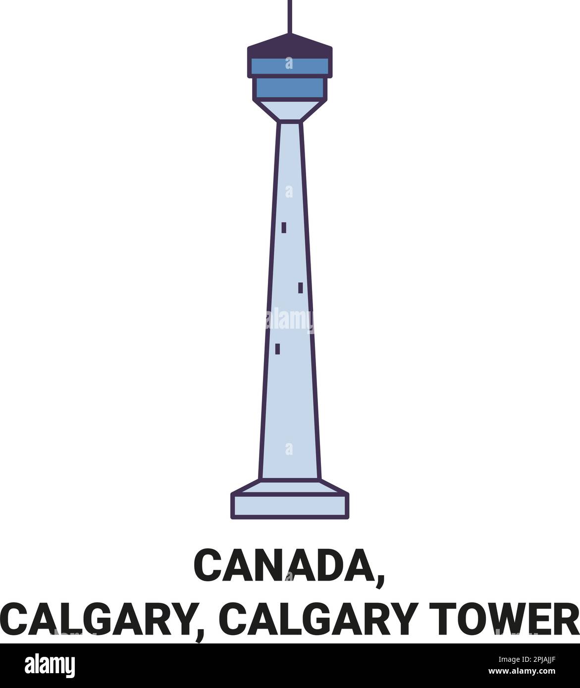 Canada, Calgary, Calgary Tower travel landmark vector illustration ...