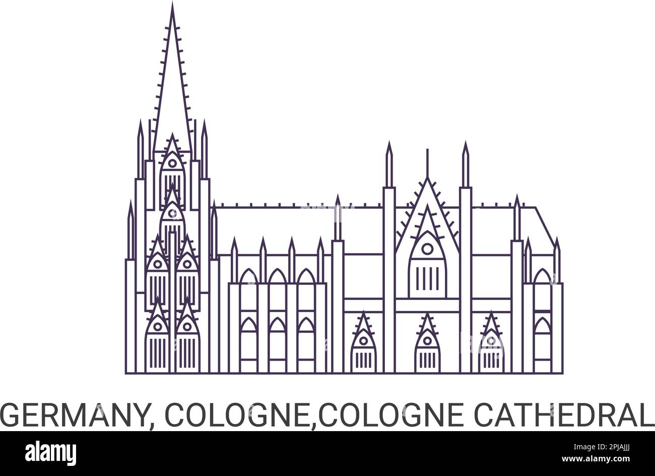 Germany, Cologne,Cologne Cathedral, travel landmark vector illustration ...