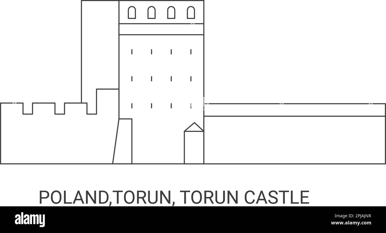 Poland, Torun, Torun Castle travel landmark vector illustration Stock ...