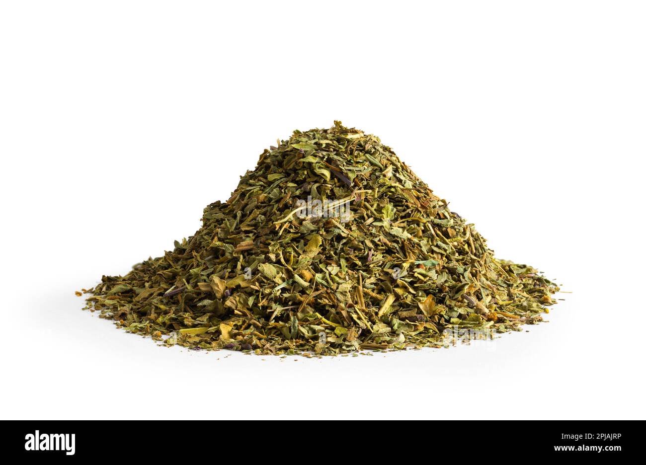 Heap of Crushed Basil Leaves Spice Cut Out on White Stock Photo - Alamy