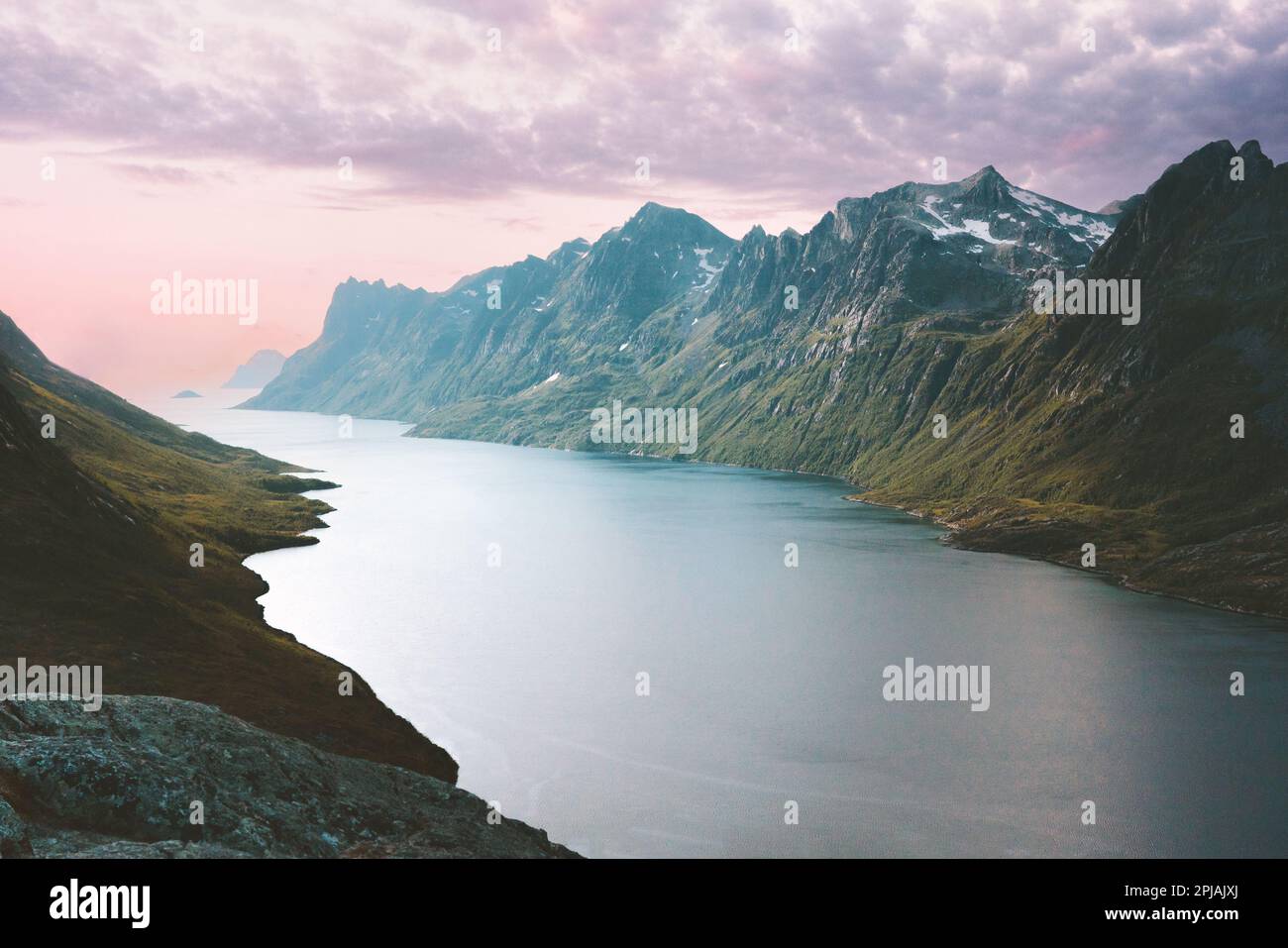 Norway landscape fjord and mountains aerial view beautiful scandinavian ...