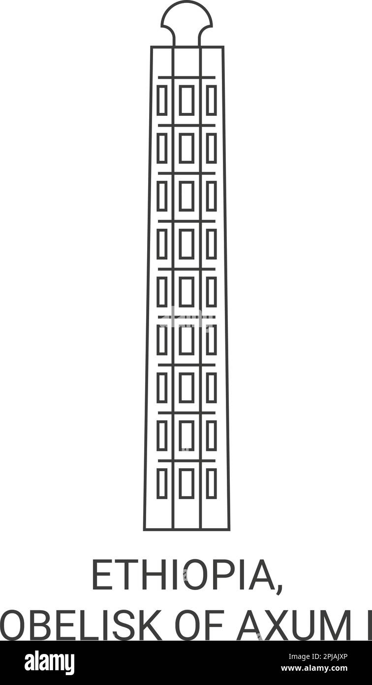 Ethiopia, Obelisk Of Axum I travel landmark vector illustration Stock ...