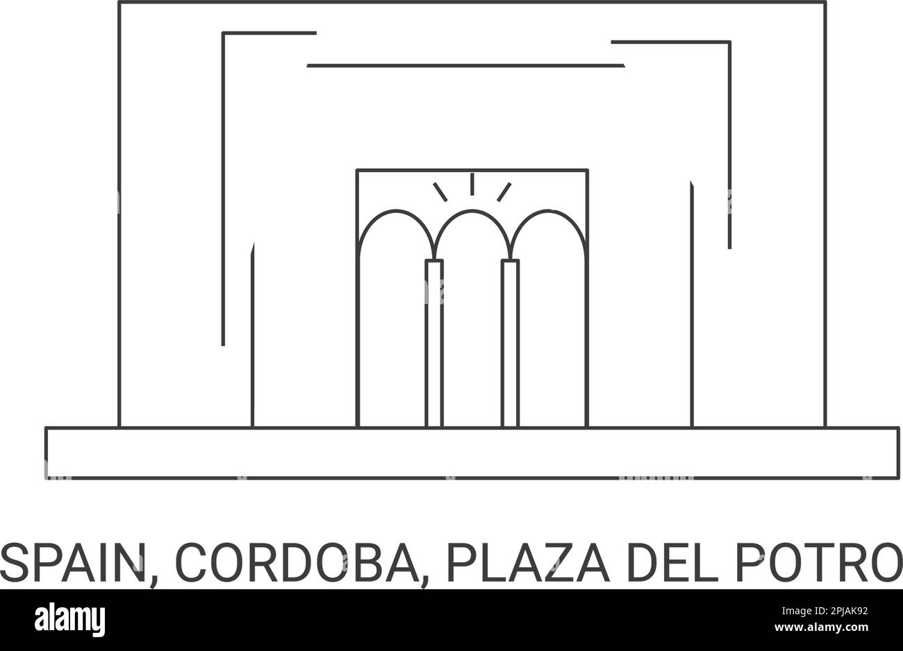Spain, Cordoba, Plaza Del Potro, travel landmark vector illustration ...