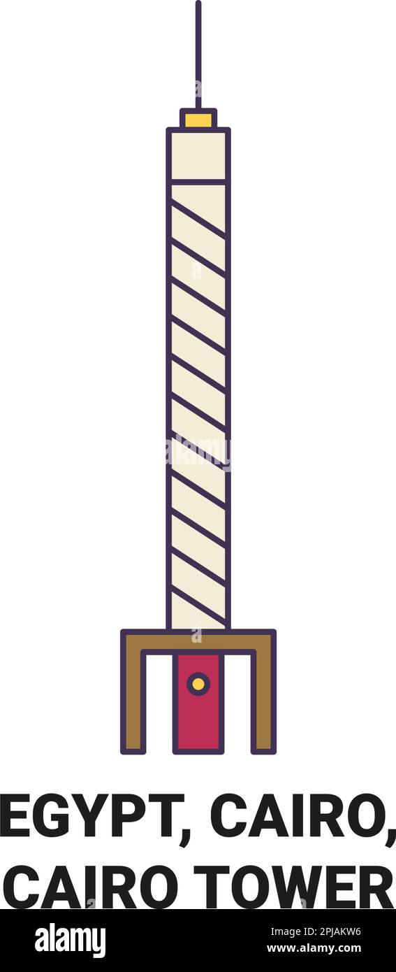 Egypt, Cairo, Cairo Tower travel landmark vector illustration Stock ...