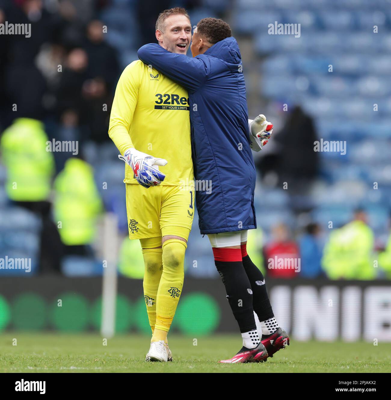 Rangers keeper Allan McGregor (left) and captain James Tavernier ...
