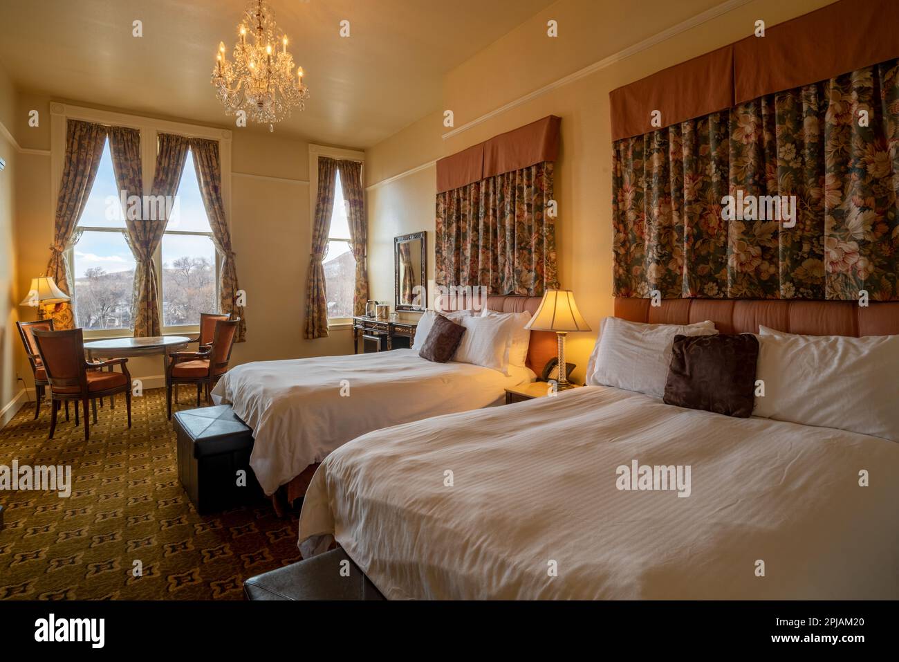 Bedroom in the historic Geiser Grand Hotel in Baker City, Oregon Stock ...