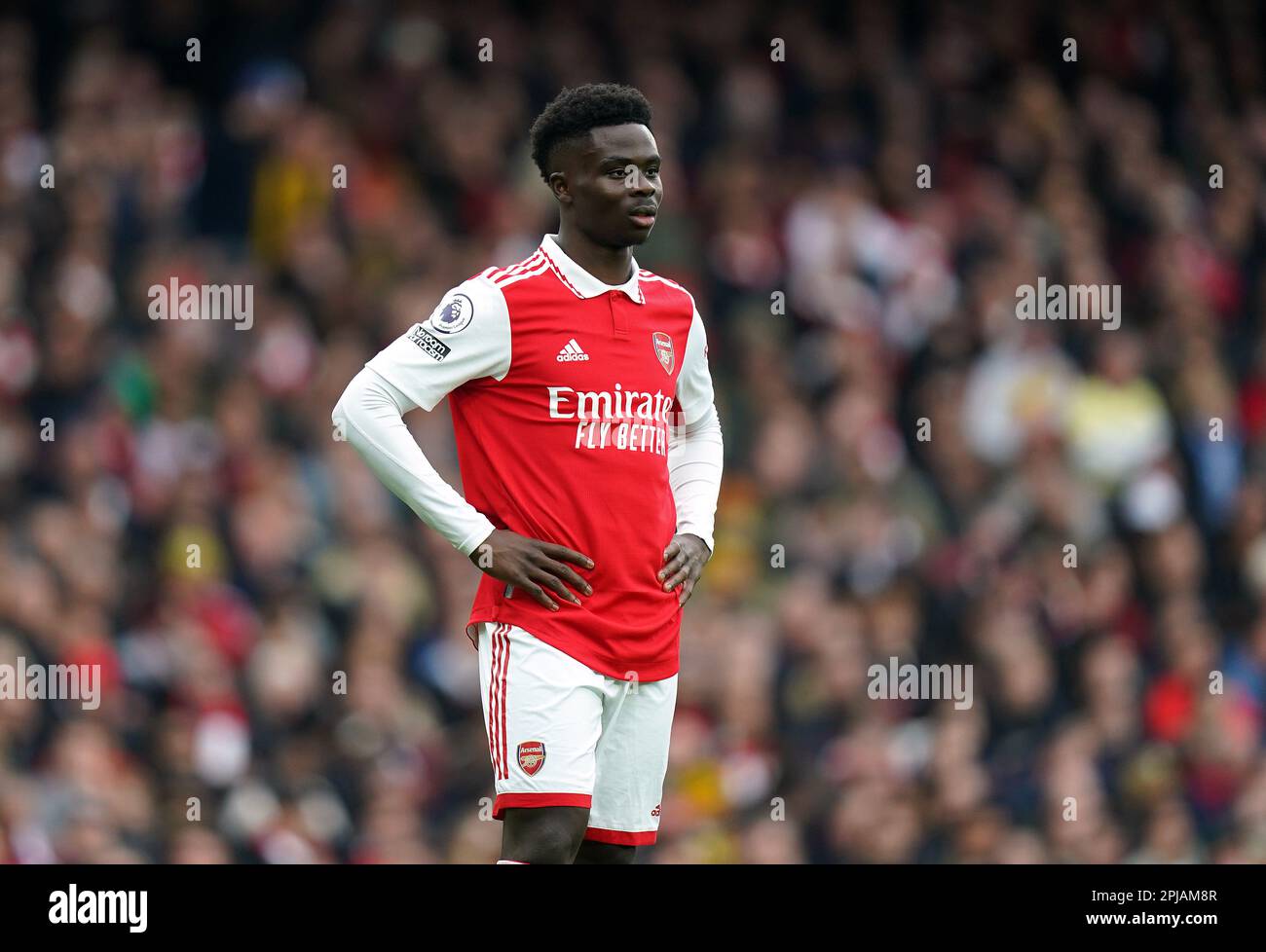 Arsenal's Bukayo Saka during the Premier League match at the Emirates ...