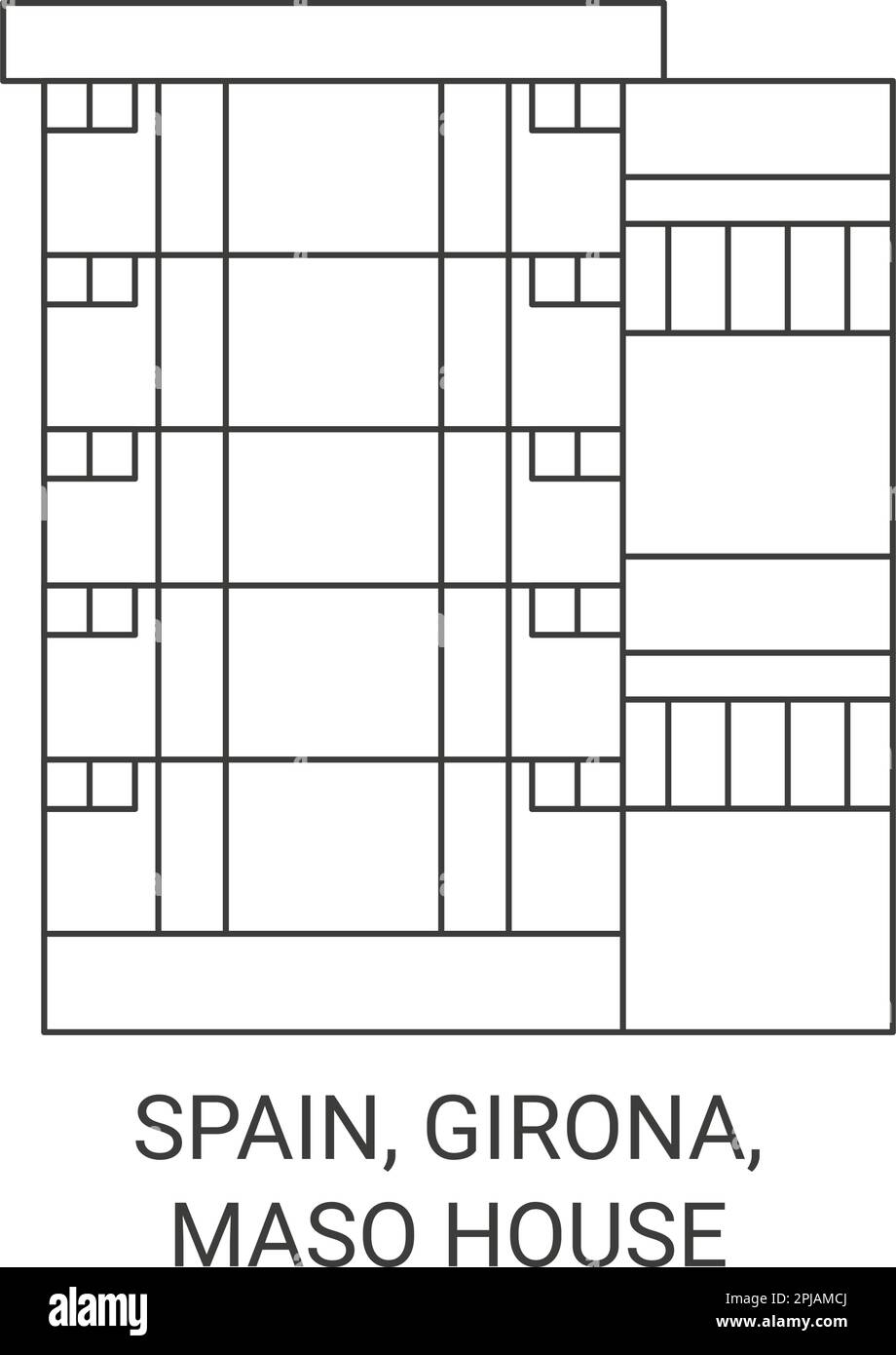 Spain, Girona, Maso House travel landmark vector illustration Stock ...