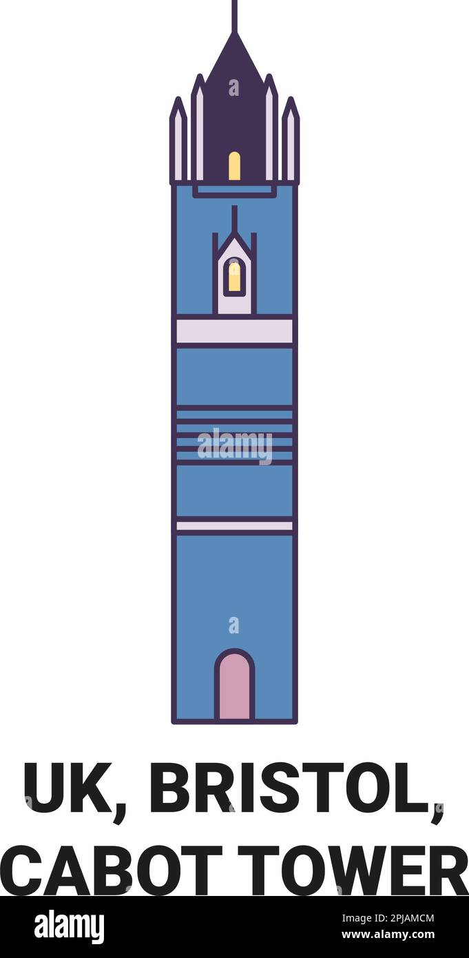 England, Bristol, Cabot Tower travel landmark vector illustration Stock ...