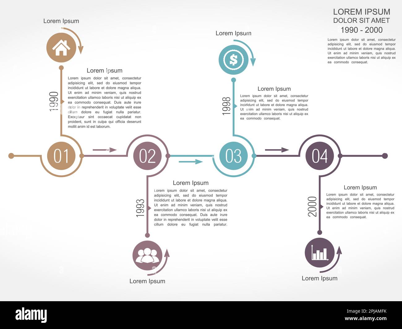 Timeline infographics design template with four elements, vector eps10 ...