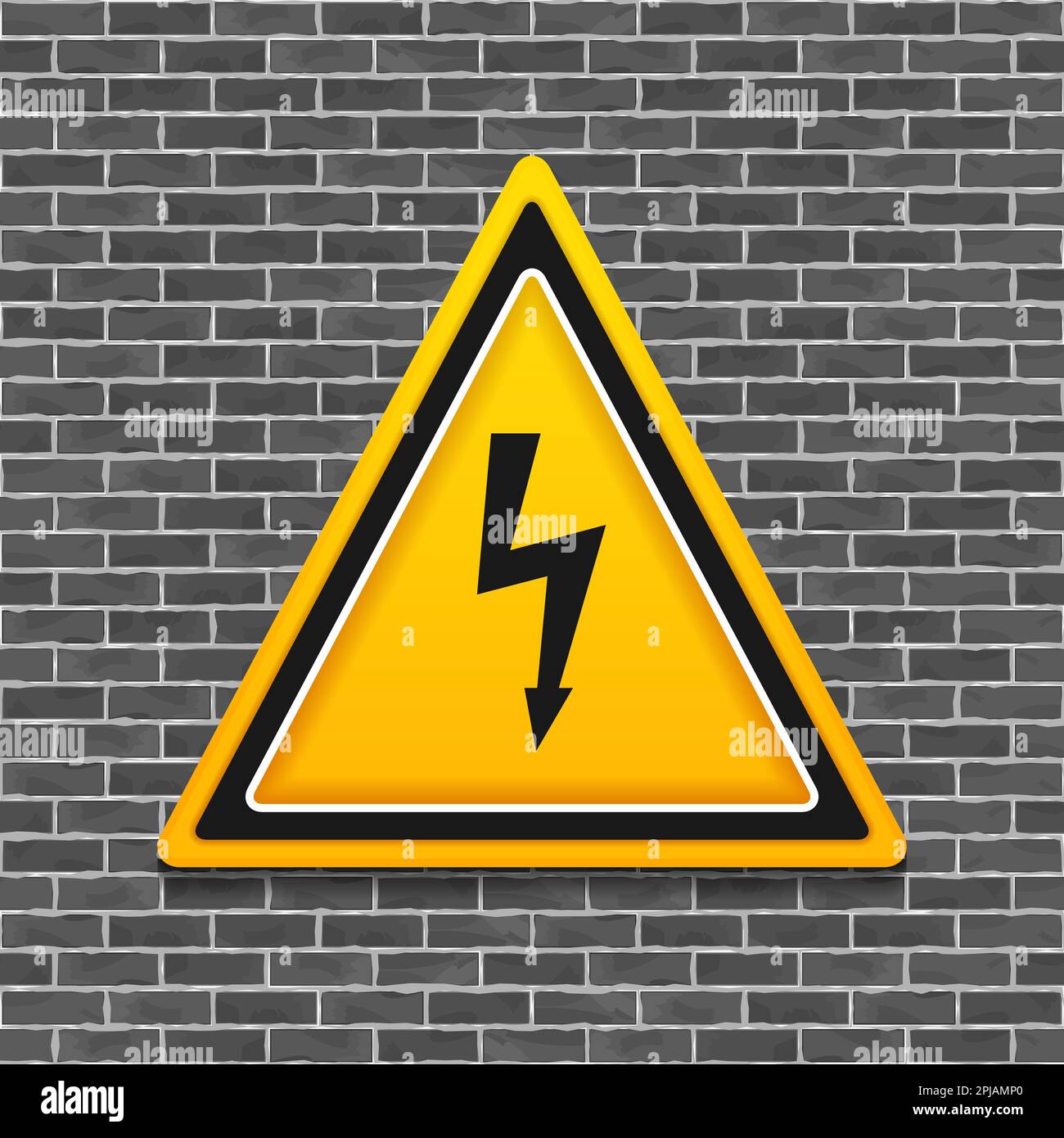 High voltage sign on brick wall, vector eps10 illustration Stock Vector ...