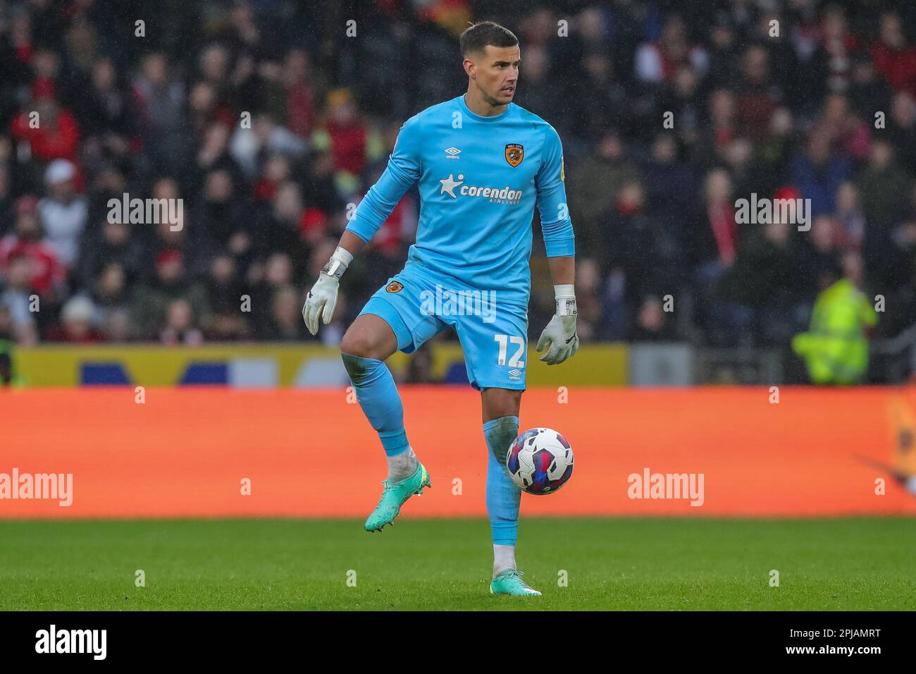 Karl Darlow #12 of Hull City on the ball during the Sky Bet ...