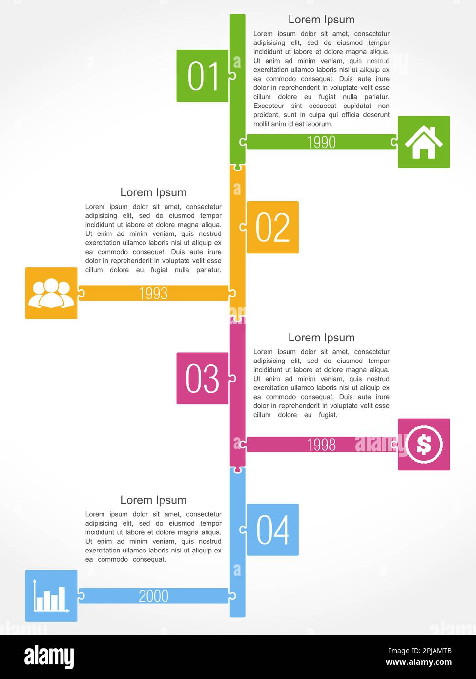 Timeline template, puzzle design, vector eps10 illustration Stock ...