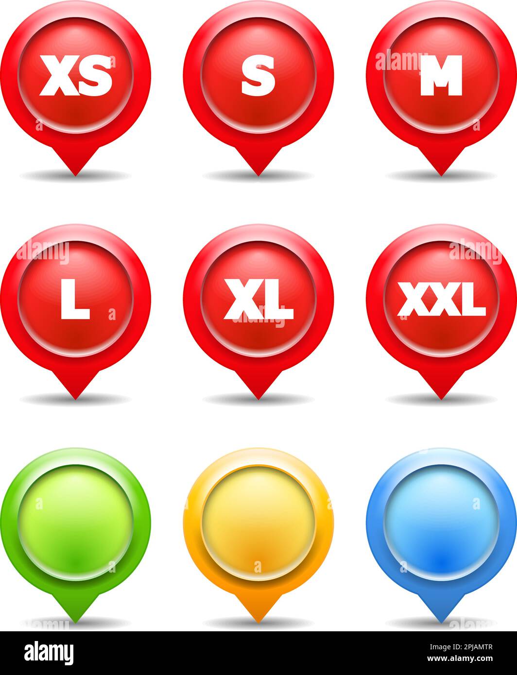 Size labels set, four colors, vector eps10 illustration Stock Vector ...