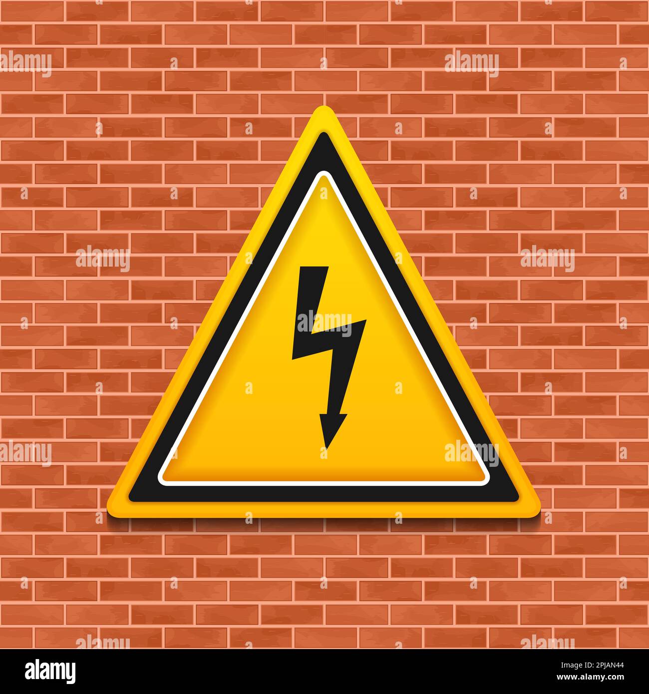 High voltage sign on brick wall, vector eps10 illustration Stock Vector ...