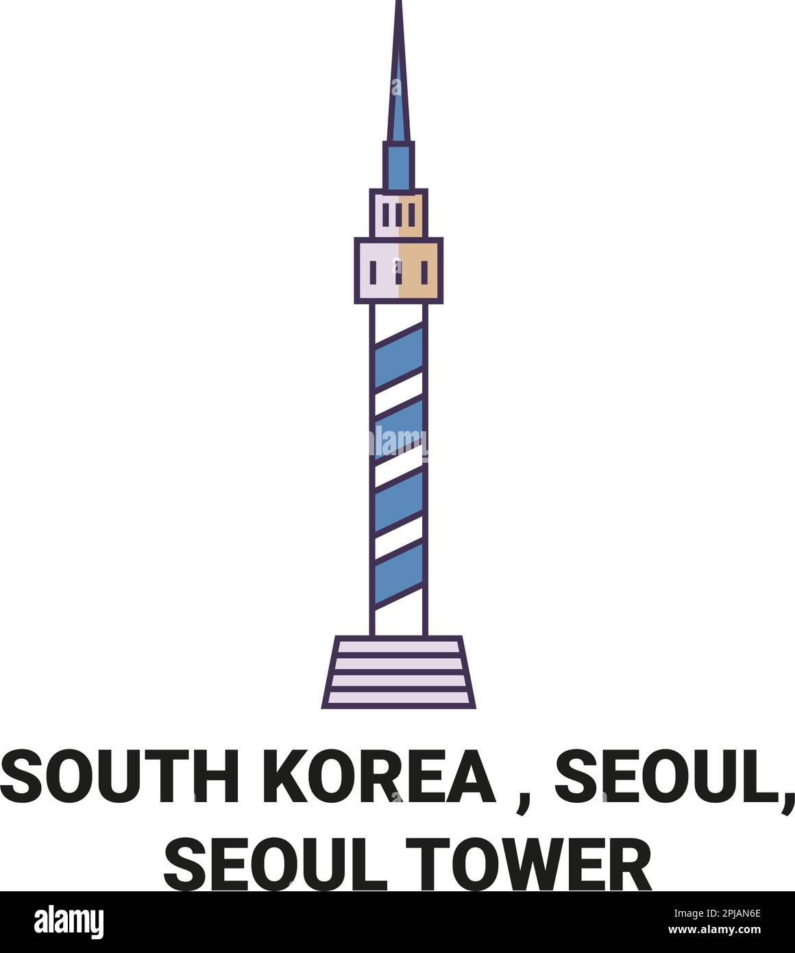 Republic Of Korea, Seoul, Seoul Tower travel landmark vector ...
