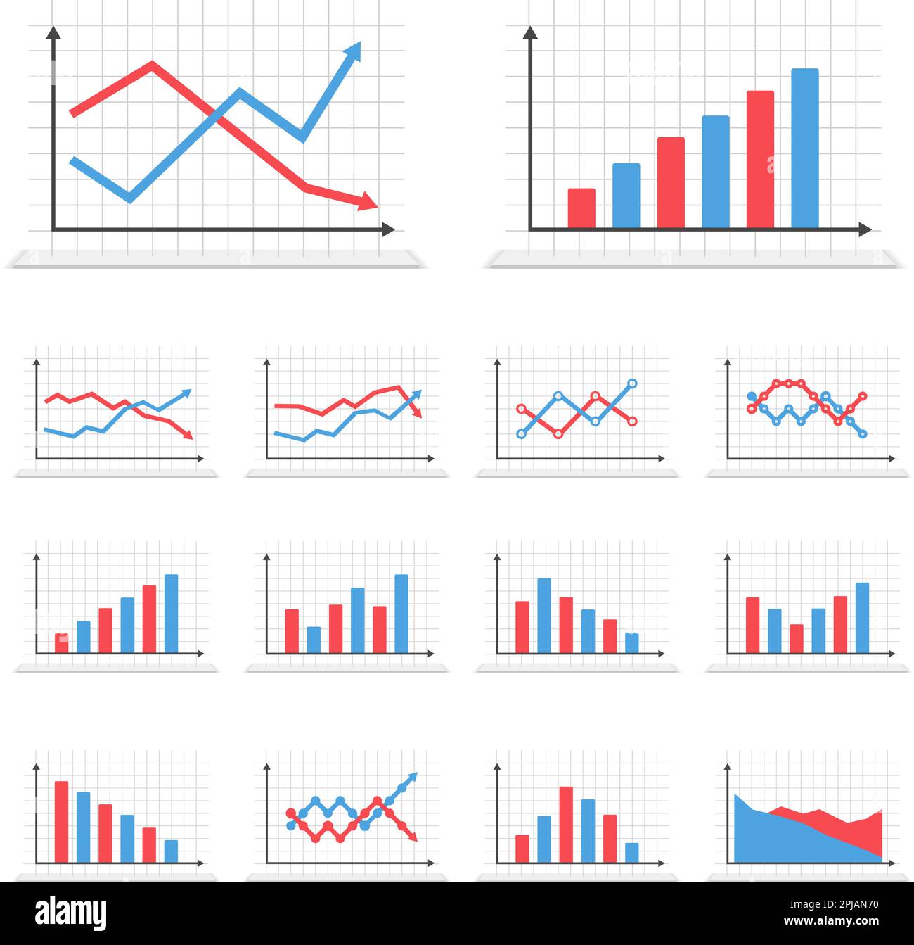 Set of different graphs on white background, vector eps10 illustration ...