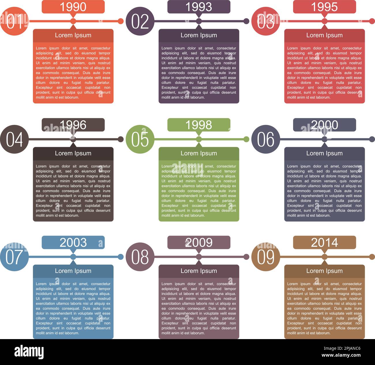 Timeline design template with numbers, dates and place for text, vector ...