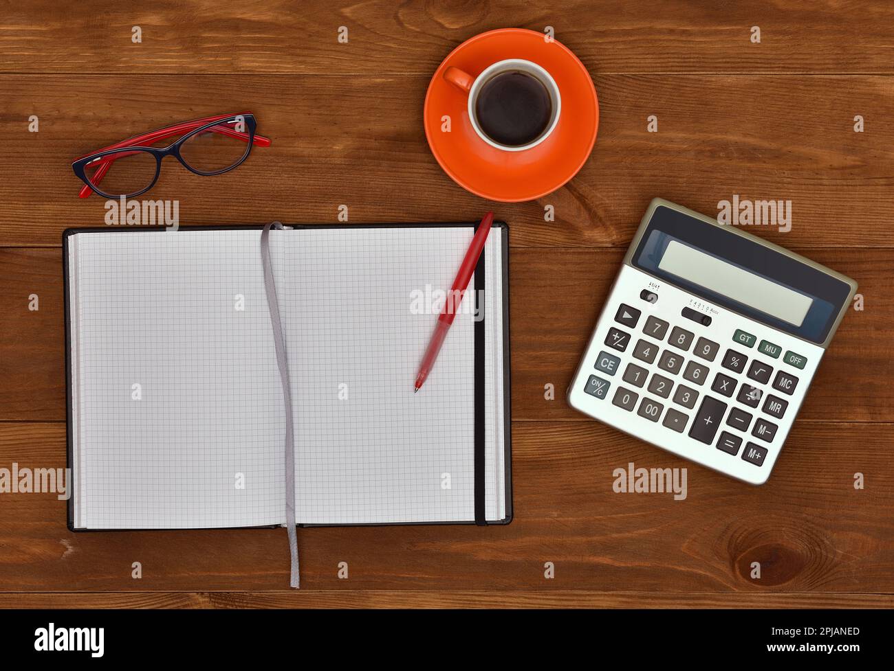 Workplace with office items and business elements on a desk Stock Photo ...