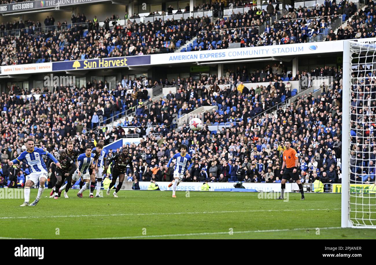 Brighton East Sussex, UK. 1st Apr, 2023. Alexis Mac Allister (Brighton ...