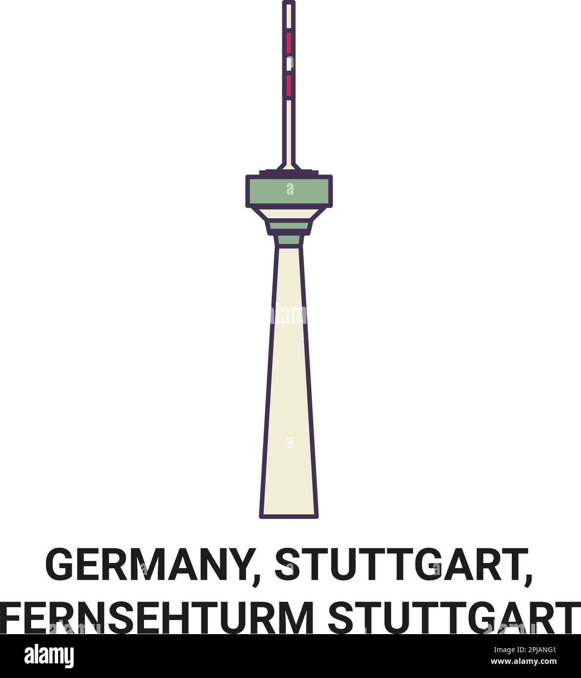 Germany, Stuttgart, Fernsehturm Stuttgart travel landmark vector ...