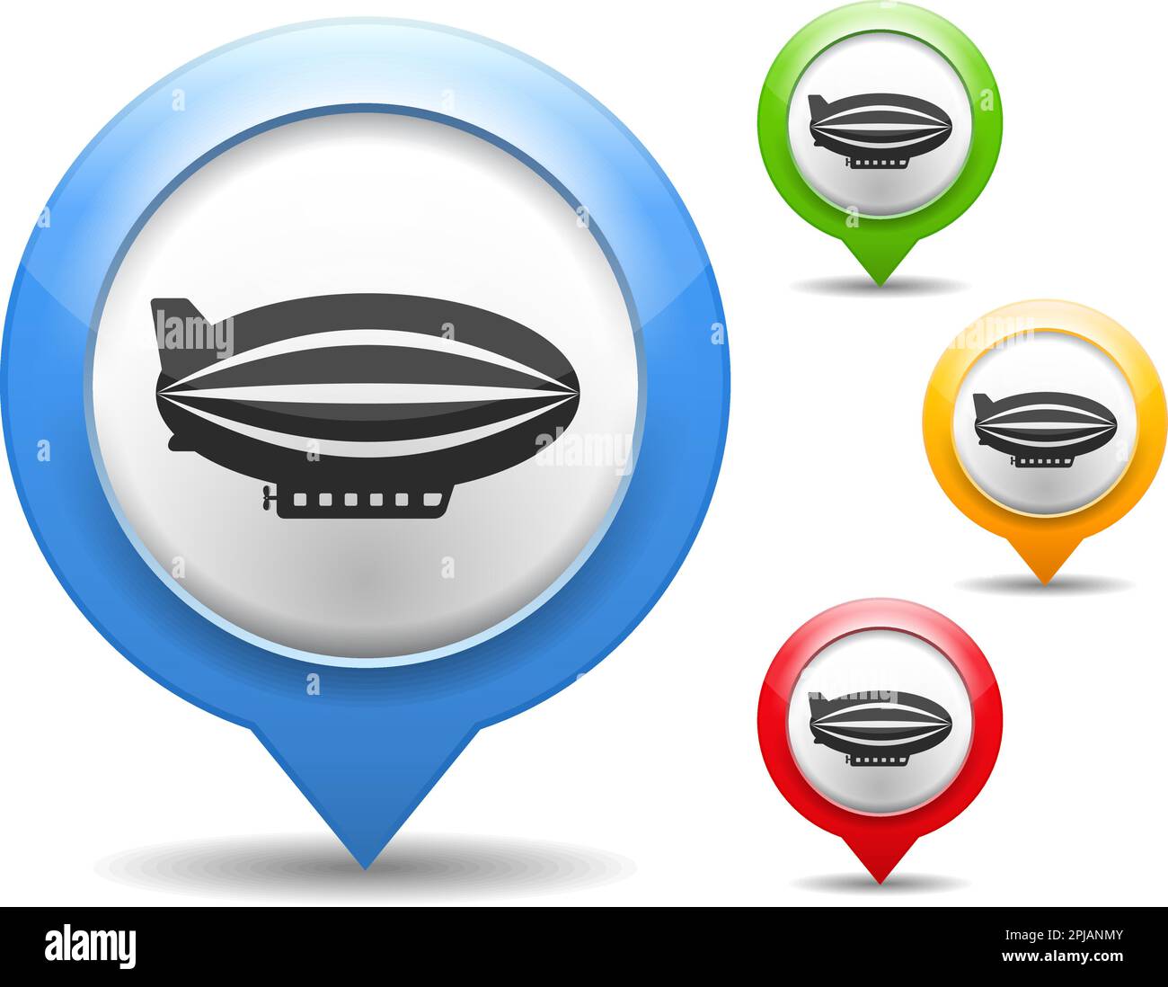 Map markers with airship icon, vector eps10 illustration Stock Vector Image & Art - Alamy