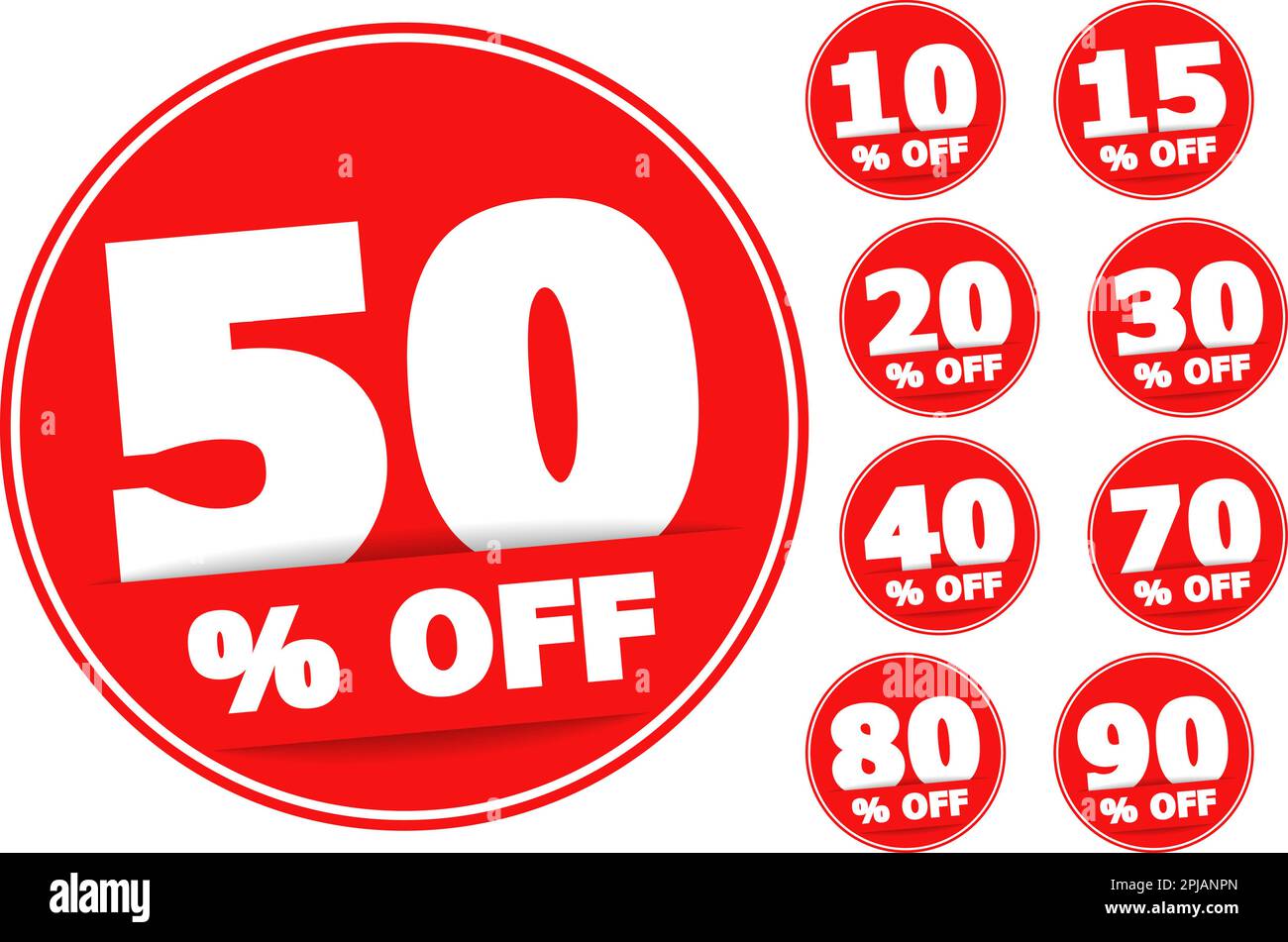 Red round discount labels set, vector eps10 illustration Stock Vector ...