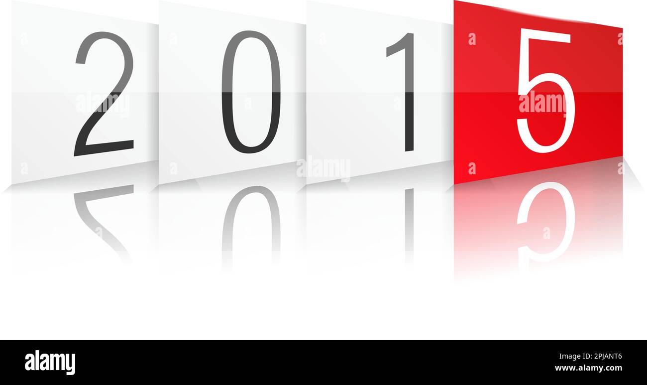 New year 2015 with reflection on white background, vector eps10 ...