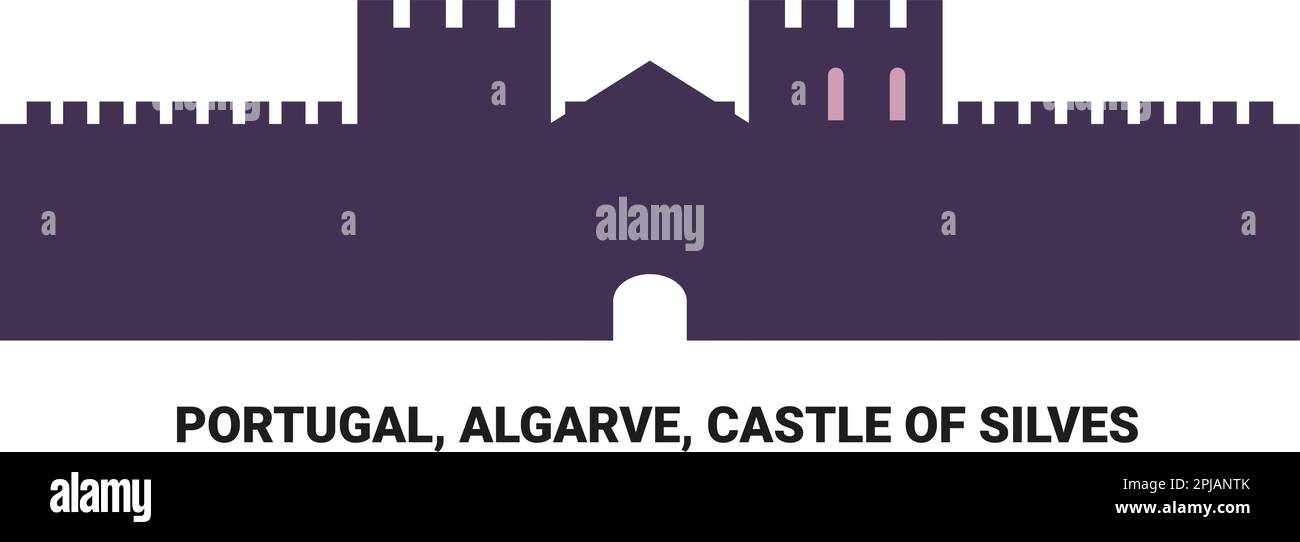 Portugal, Algarve, Castle Of Silves, travel landmark vector ...