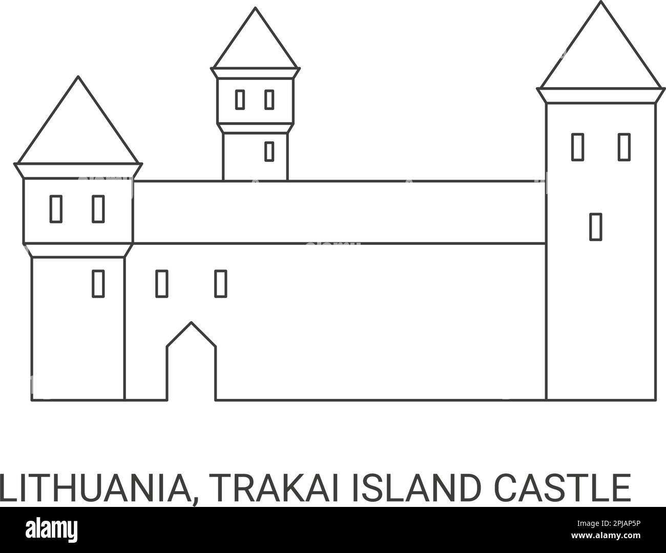 Lithuania, Trakai Island Castle, travel landmark vector illustration ...
