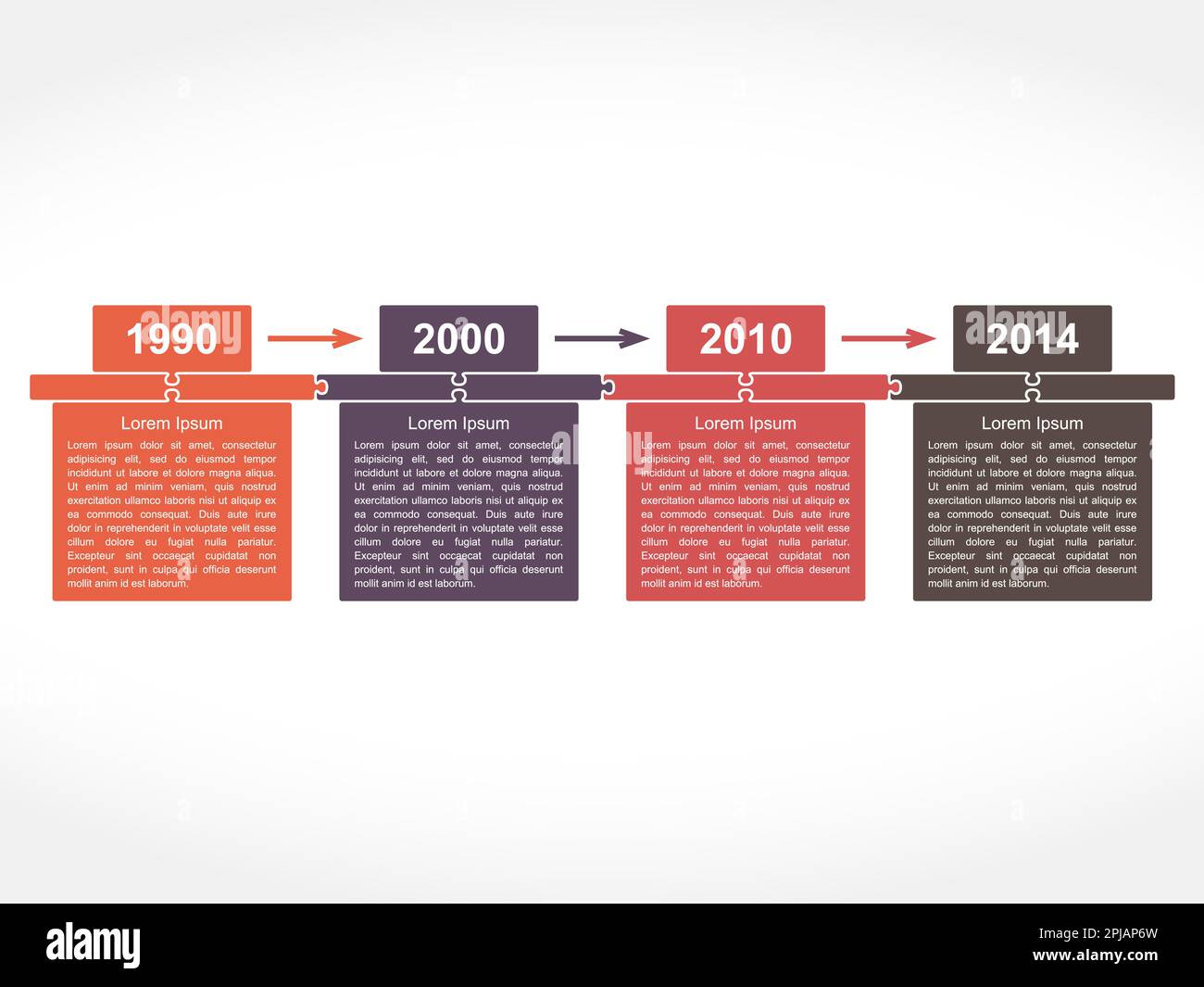 Simple timline template with puzzle pieces, vector eps10 illustration ...