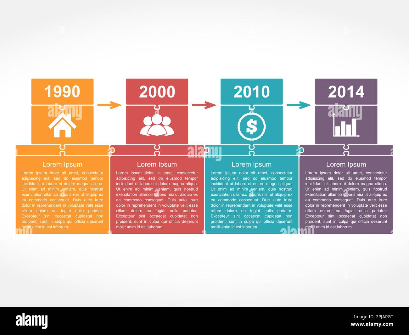 Infographics timeline design template with place for dates, icons and ...
