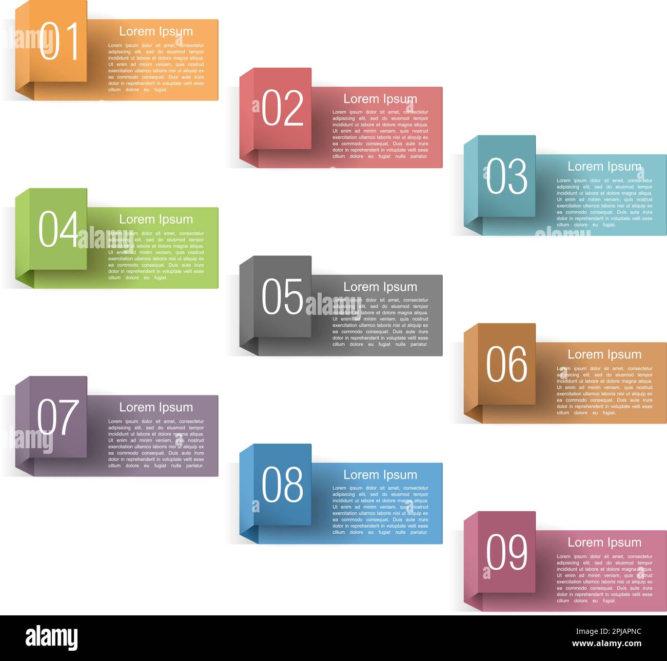 Set of nine design elements with numbers, origami style, vector eps10 ...