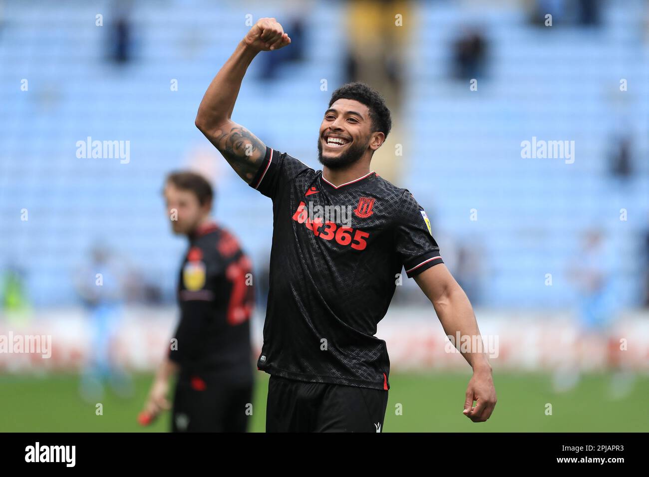 Stoke City's Josh Laurent celebrates after the final whistle of the Sky ...