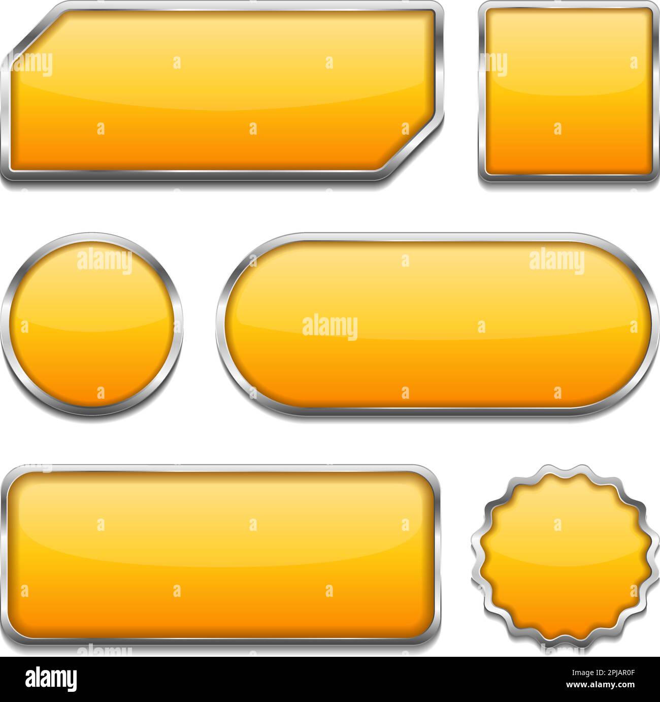 Set of different yellow buttons on white background, vector eps10 ...