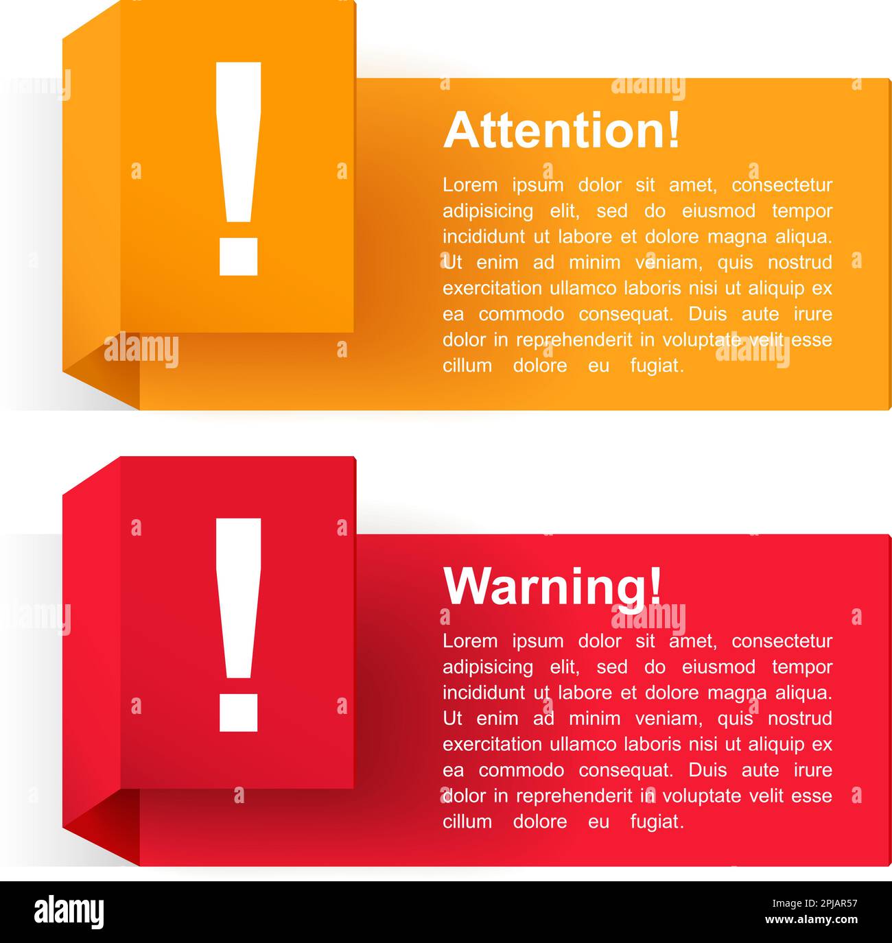 Attention and warning banners with exclamation mark, vector eps10 ...