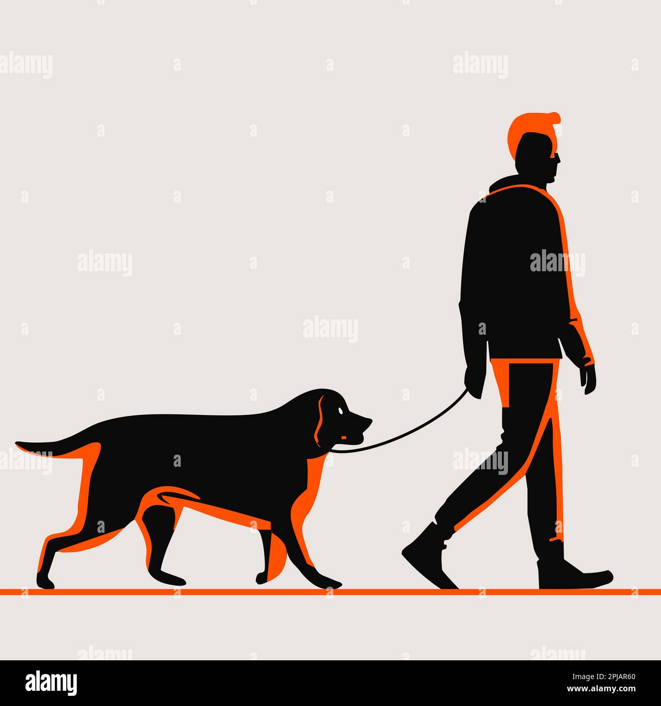 walking with dog thin line icon, sign, symbol, illustation, linear ...