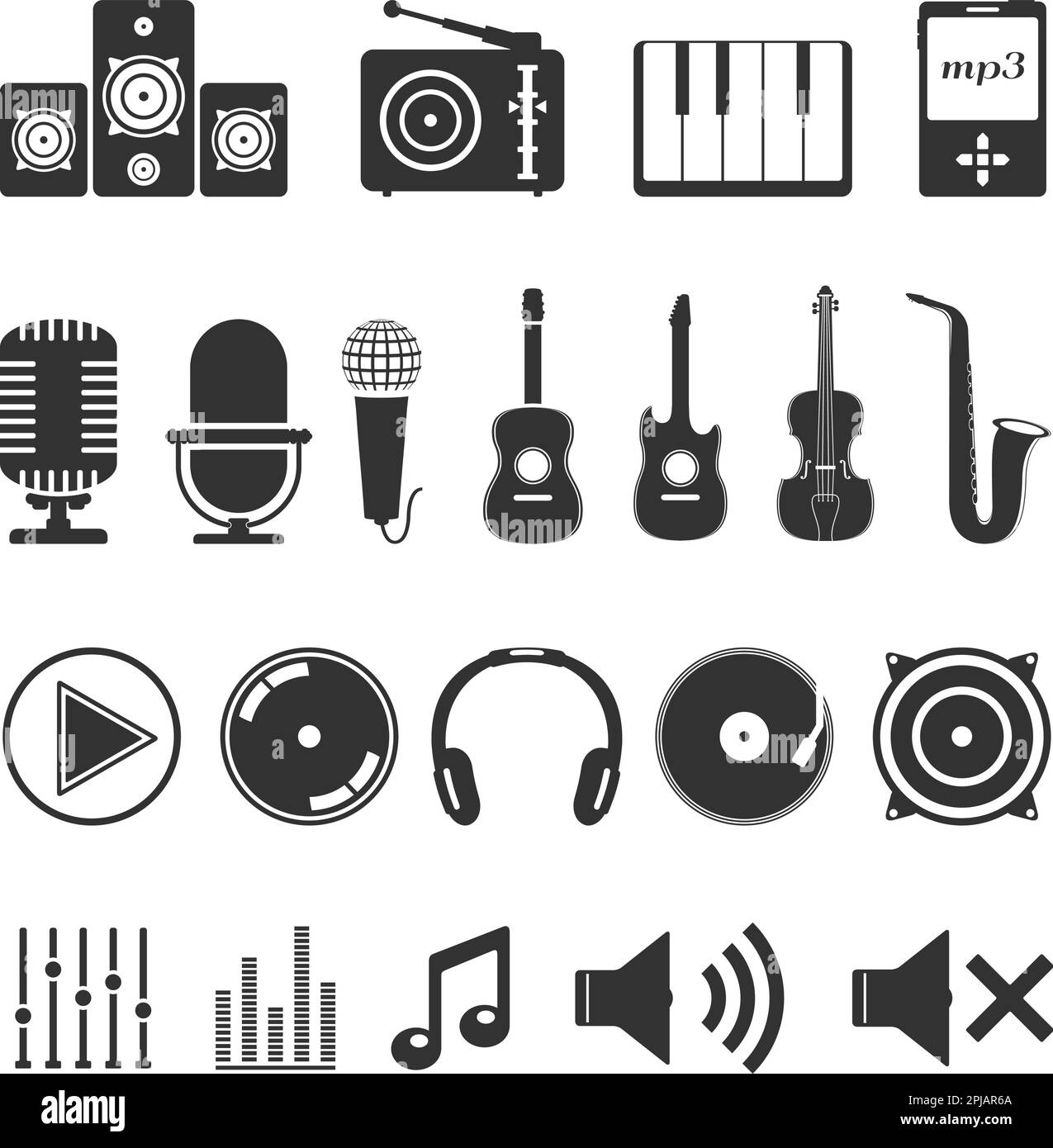 Collection of music icons, vector eps10 illustration Stock Vector Image ...