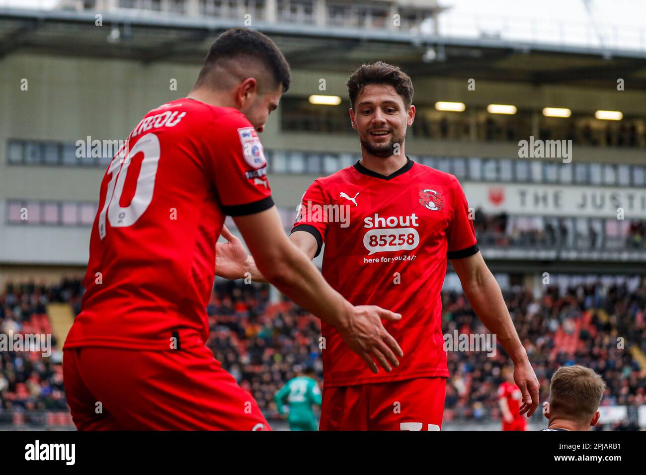 Leyton Orient's Rob Hunt (right) with Ruel Sotiriou during the Sky Bet ...