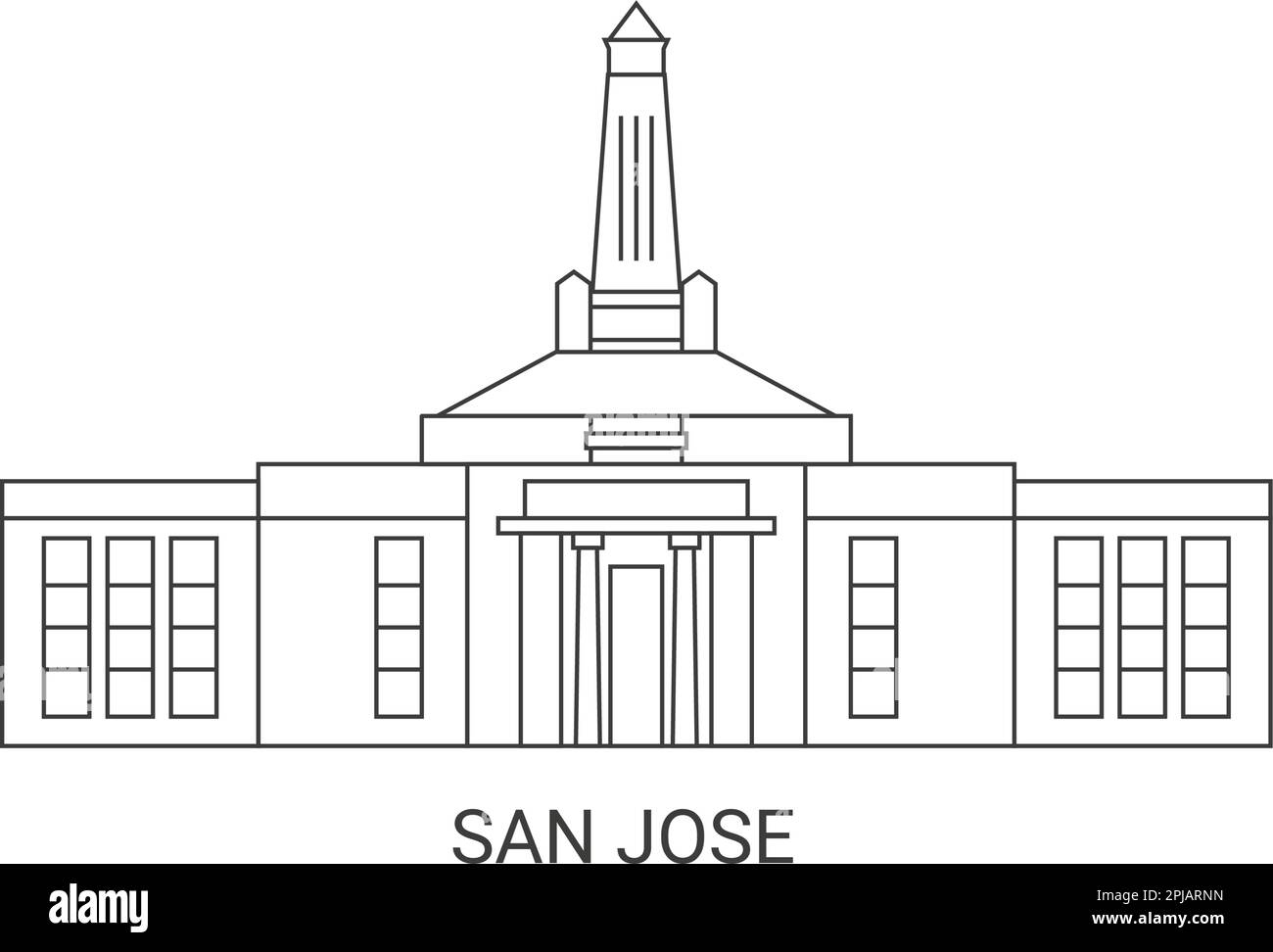 Costa Rica, San Jose travel landmark vector illustration Stock Vector ...