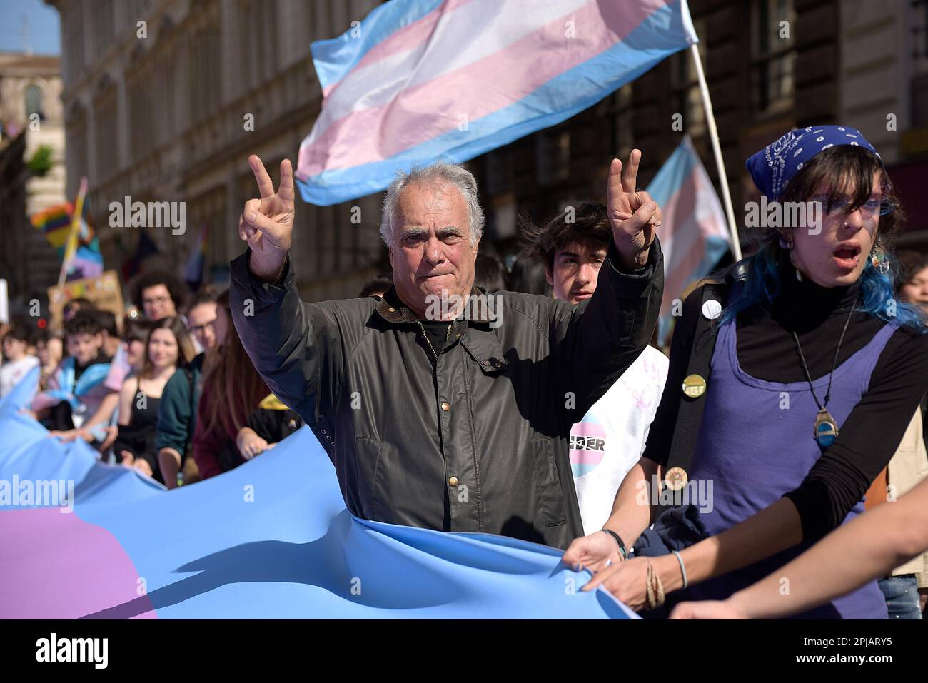 People take part the Transgender Day of Visibility event in Rome, Italy ...