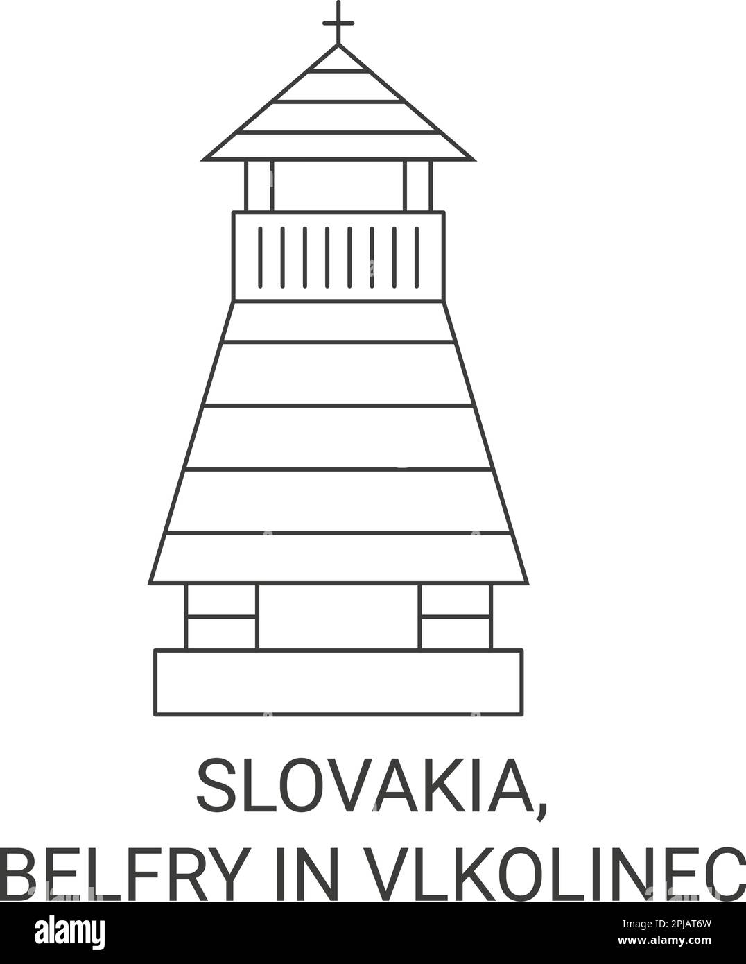 Slovakia, Belfry In Vlkolnec travel landmark vector illustration Stock ...
