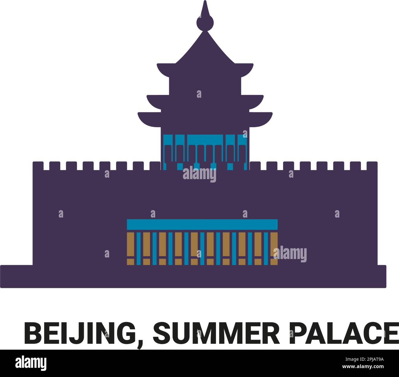 China, Beijing, Summer Palace, travel landmark vector illustration ...