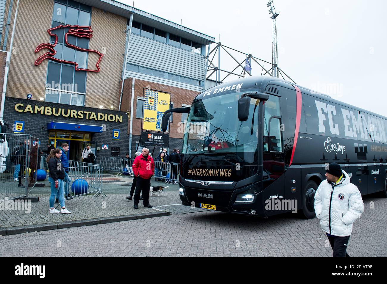 LEEUWARDEN - Player bus of FC Emmen during the Dutch premier league ...