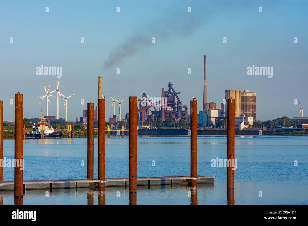 Bremen: river Weser, steel works ArcelorMittal Bremen in , Bremen ...