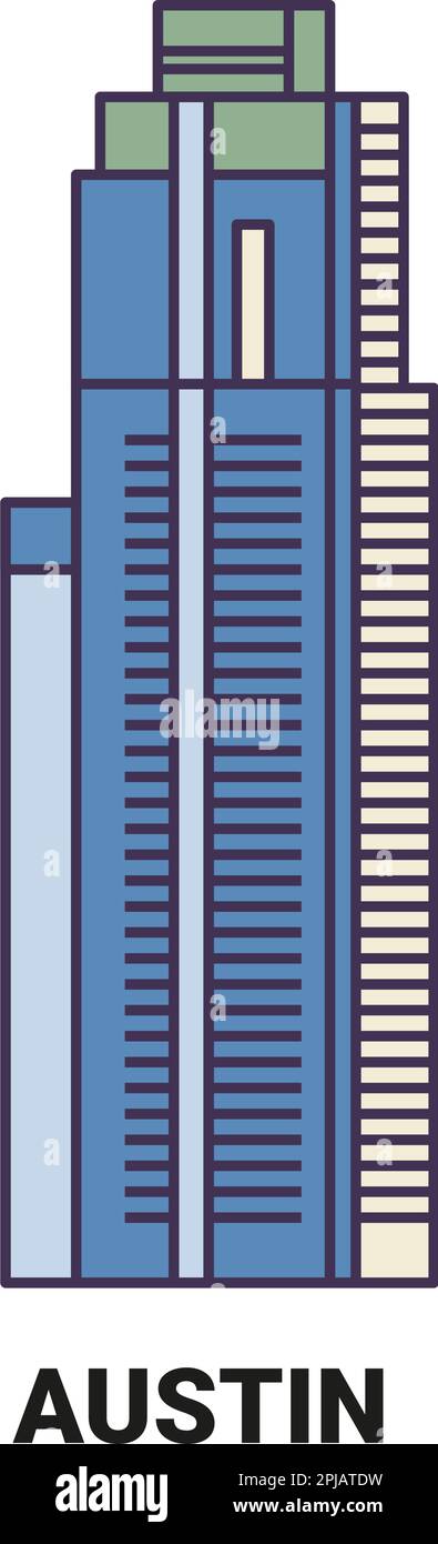 Usa, Austin travel landmark vector illustration Stock Vector Image ...