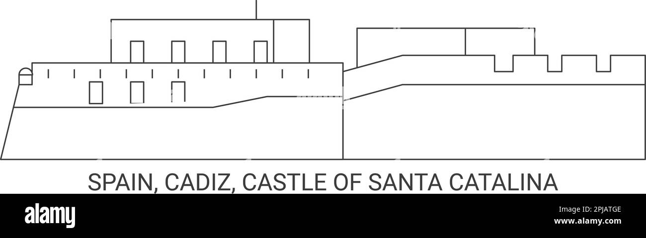 Spain, Cadiz, Castle Of Santa Catalina travel landmark vector ...